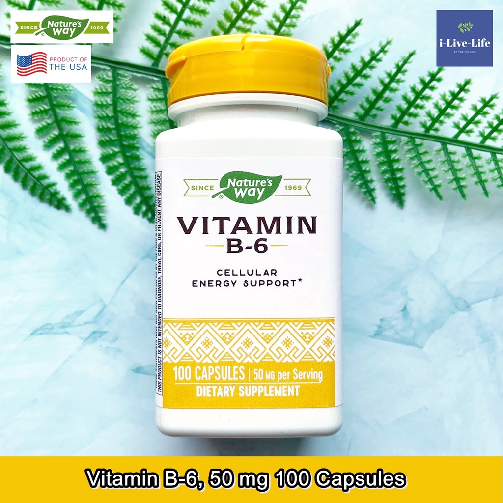 วิตามินบี 6 Vitamin B-6 50 mg 100 Capsules - Nature's Way | Shopee Thailand