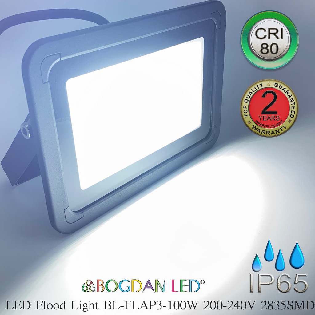 LED Flood light 100W 6500K AC-220V โคมไฟสปอร์ตไลท์กันน้ำ แสงสีขาว ใช้ตก ...