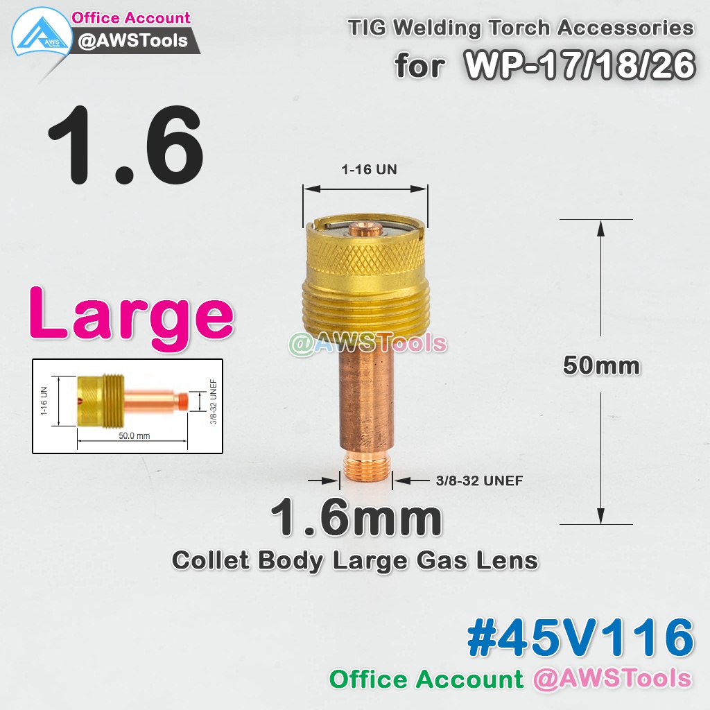 WP-26 แก๊สเลนส์ ใหญ่ อะไหล่ หัวเชื่อม อาร์กอน สำหรับ หัวเชื่อม(Torch ...