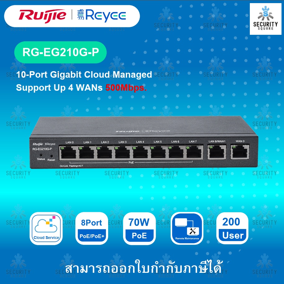 Ruijie RG-EG210G-P 10-Port Gigabit Cloud Managed Gataway, support up to ...