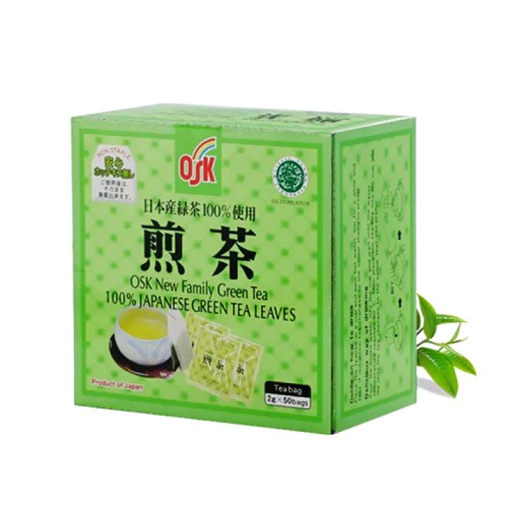 OSK Japanese Green Tea Leaves 100% ชาเขียวญี่ปุ่นแบบซอง (50ซอง) สูตรออริจินัล | Shopee Thailand