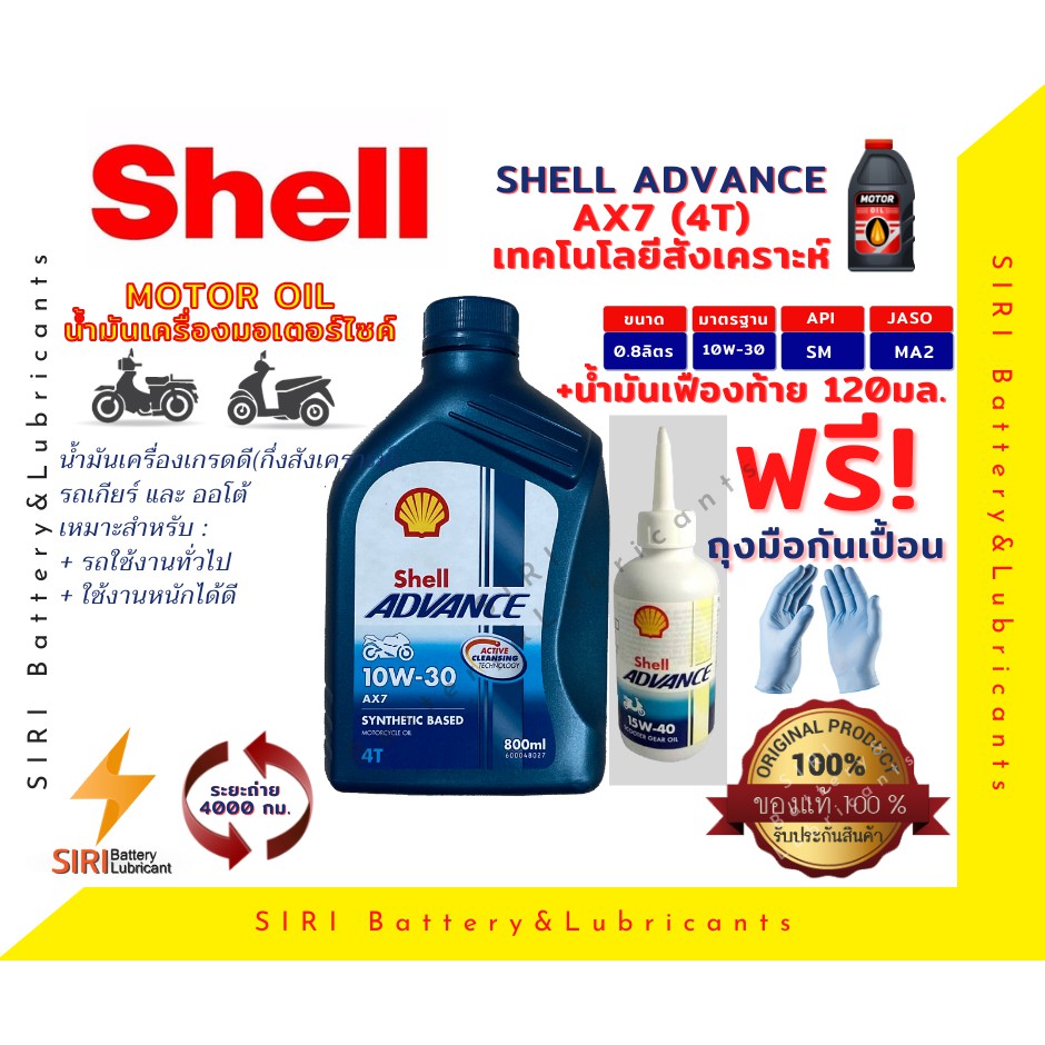 Sale! ชุดคุ้มค่าราคาถูก น้ำมันเครื่อง Shell AX7 4T 0.8ลิตร+น้ำมันเฟือง ...