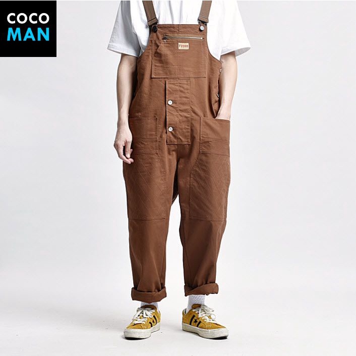 COCO-MAN มี 3 สี ชุดเอี๊ยมผู้ชายทรงOversize เดินตะเข็บสวย สไตล์วินเทจ ...