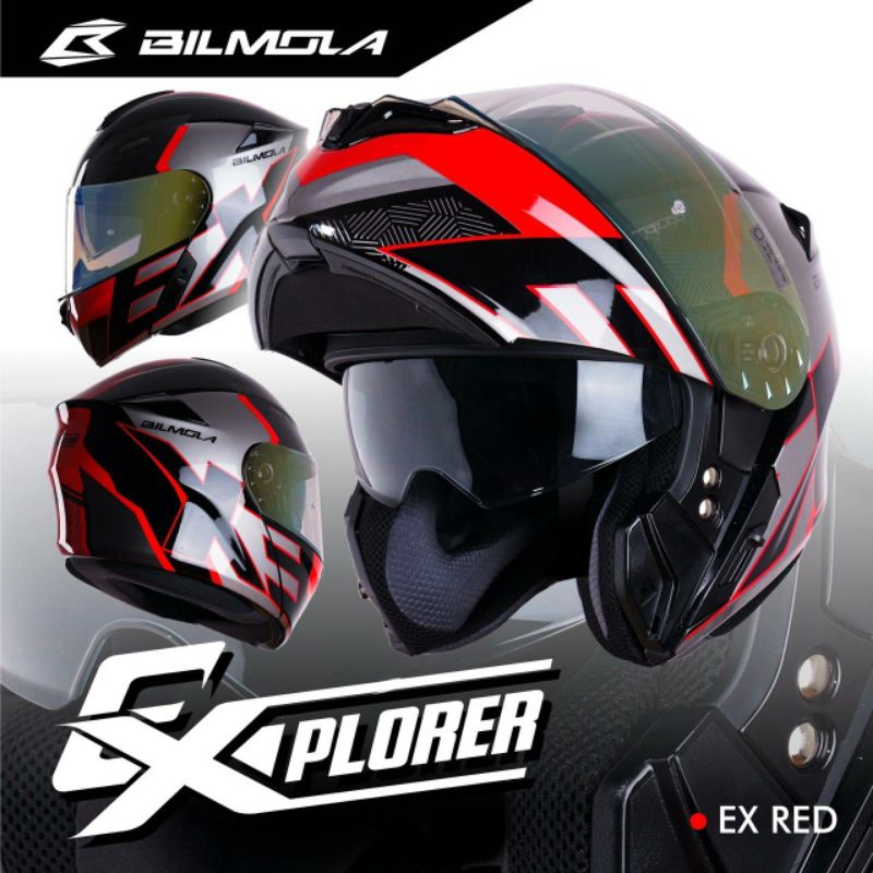 หมวกกันน็อค Bilmola Explorer 2022 Flip Up (รุ่นเปิดคาง) มี6ลาย | Shopee ...