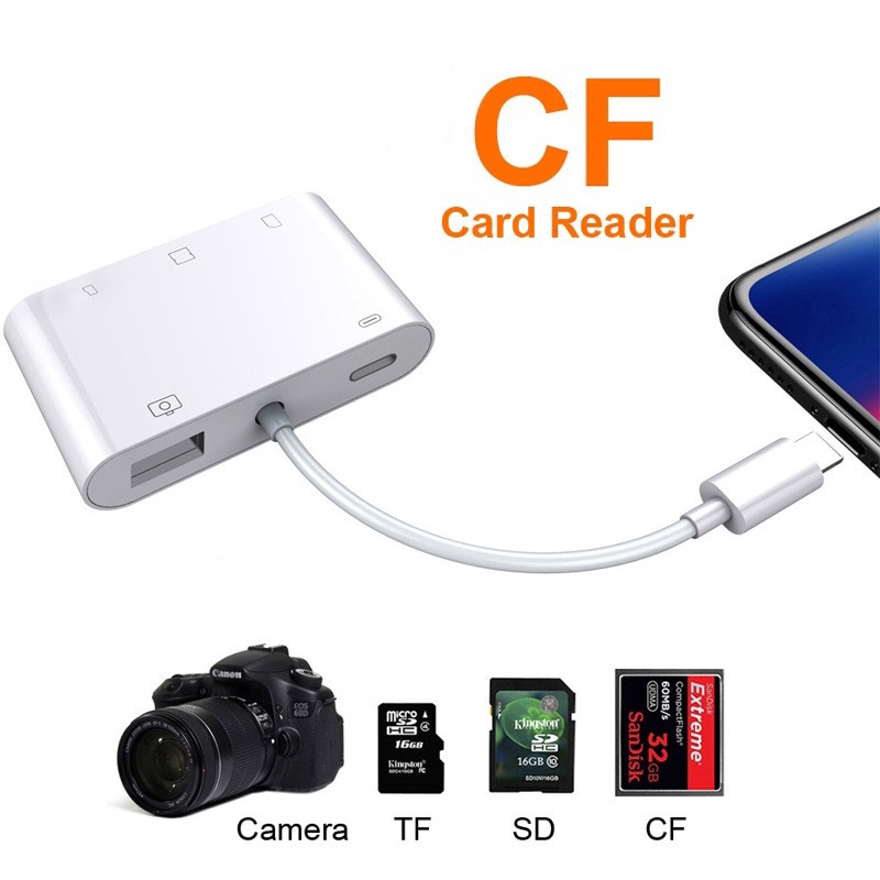 5in1 SD TF CF Card Reader USB Camera Connection Kit OTG Cable Adapter ...