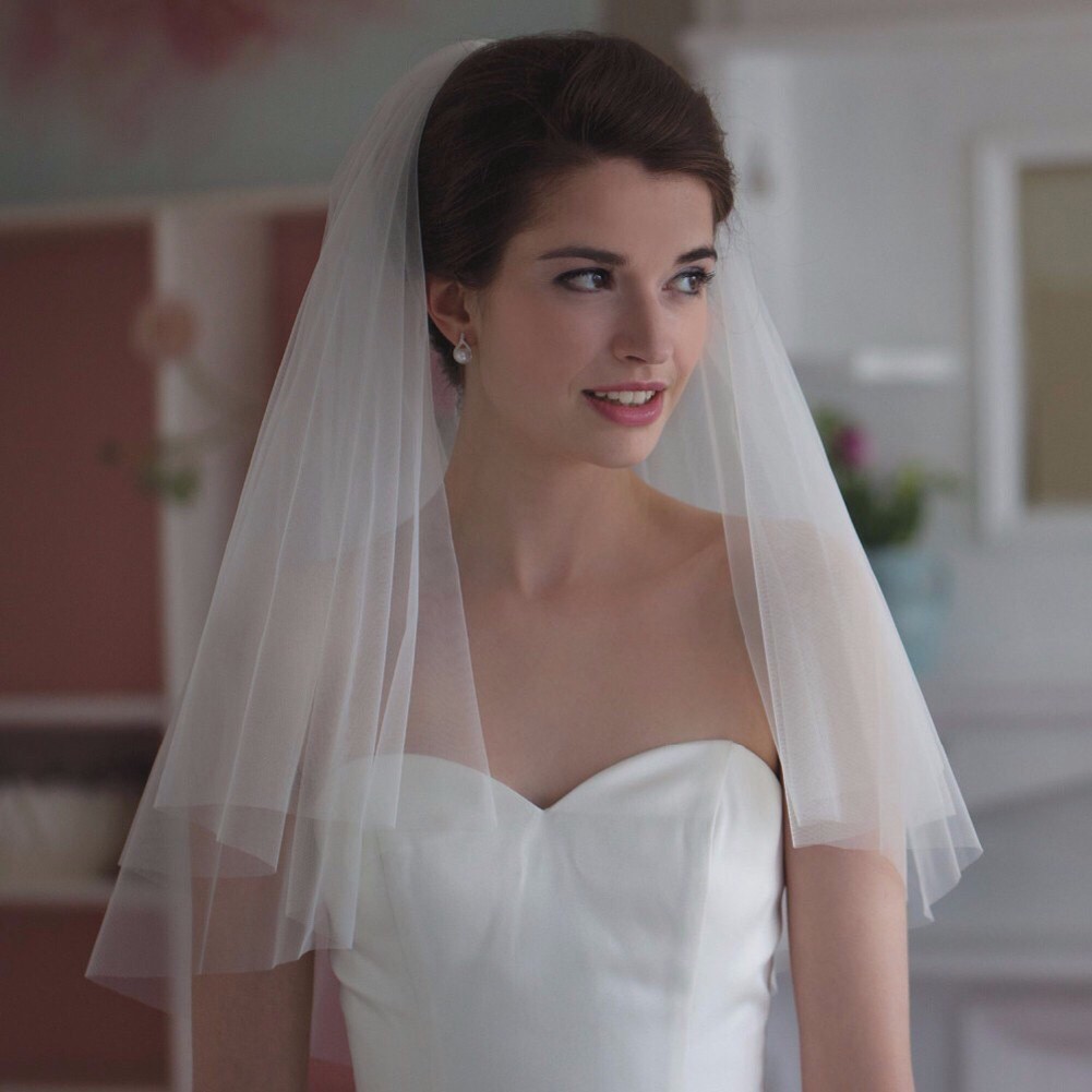 เวลเจ้าสาวแบบสั้นมีหวี 2 ชั้น - Short Two Layers Bridal Veil with Comb ...