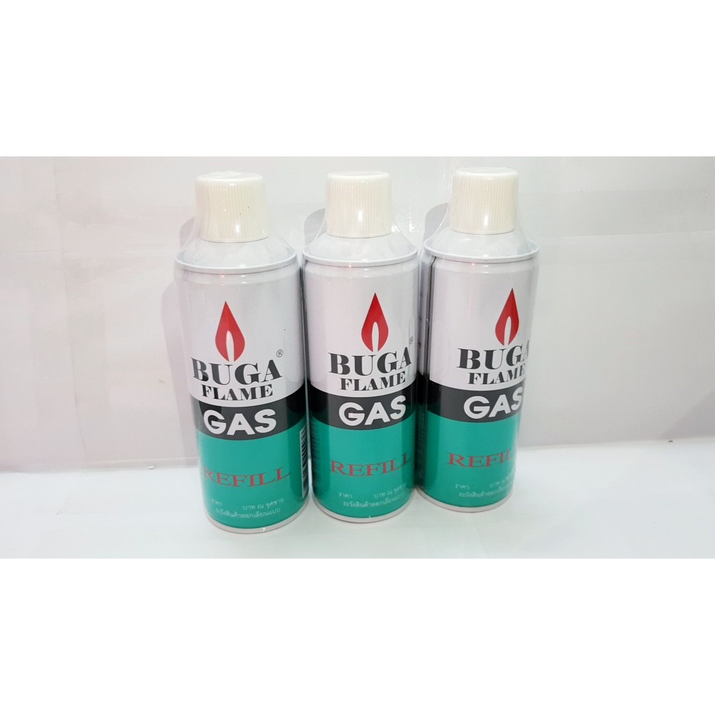 BUGA FLAME GAS REFILL375ml.แก๊สกระป๋องเล็กสำหรับเติมหัวพ่นไฟ/ไฟแช๊ค ...