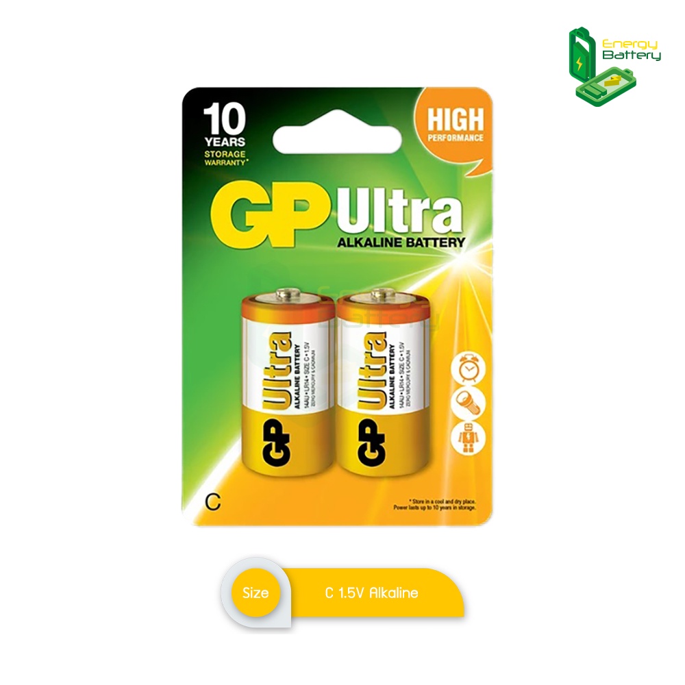 GP Ultra ALKALINE BATTERY Size C 1.5V LR14 GPB-14AU-2U2 ถ่านอัลคาไลน์ 1 ...