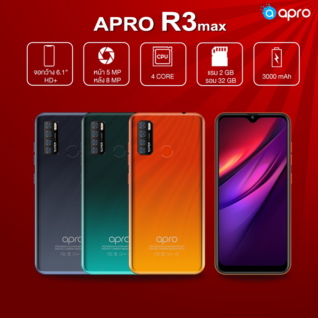 โทรศัพท์มือถือ APRO รุ่น R3 max หน้าจอ 6 นิ้ว สแกนนิ้ว+สแกนใบหน้า รับประกัน1ปี ส่งฟรี | Shopee ...