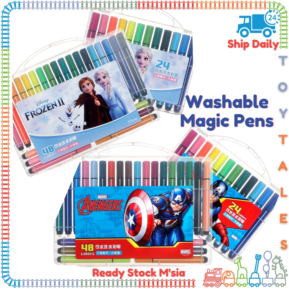 Kids WASHABLE MARKERS MAGIC PENS [สูงสุด 36 สี - ได้รับอนุญาตของดิสนีย์ ...