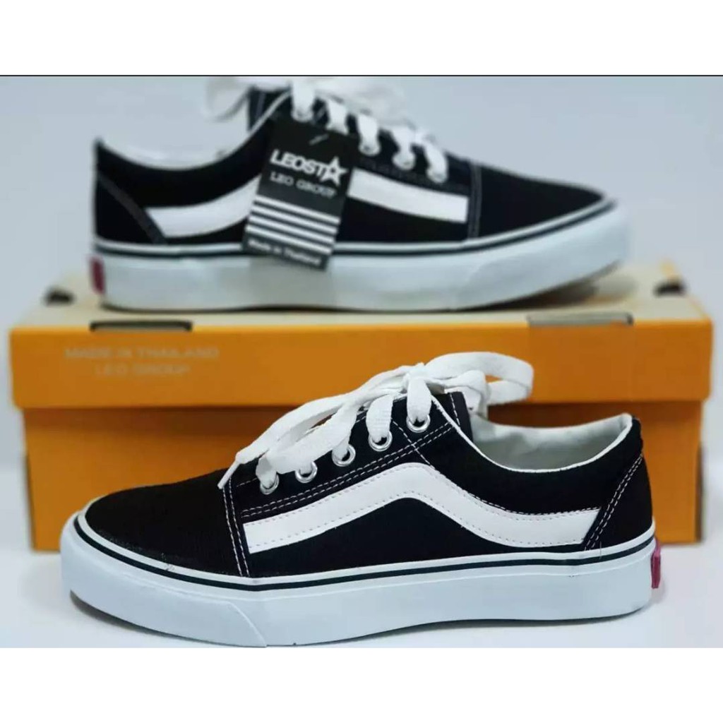 รองเท้าผ้าใบสีดำ ทรง Vans ยี่ห้อ Leostar รุ่น OV6 | Shopee Thailand