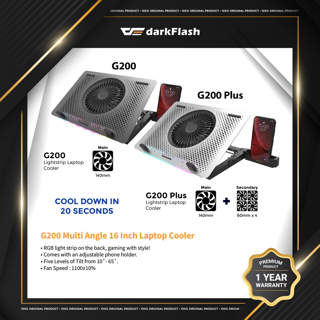 DarkFlash G200/G200 Plus คูลเลอร์แล็ปท็อปหลายมุม 16 นิ้ว | Shopee Thailand
