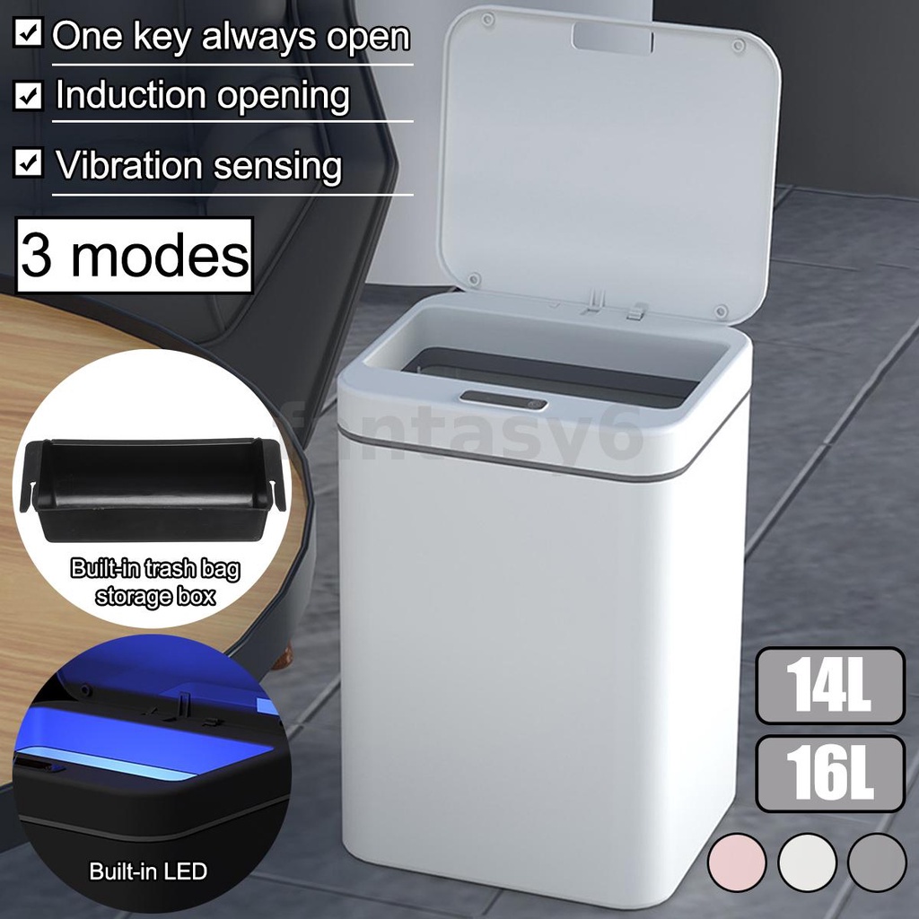 Automatic Dustbin Smart LED Induction Trash Can With Trash Bag Storage ...