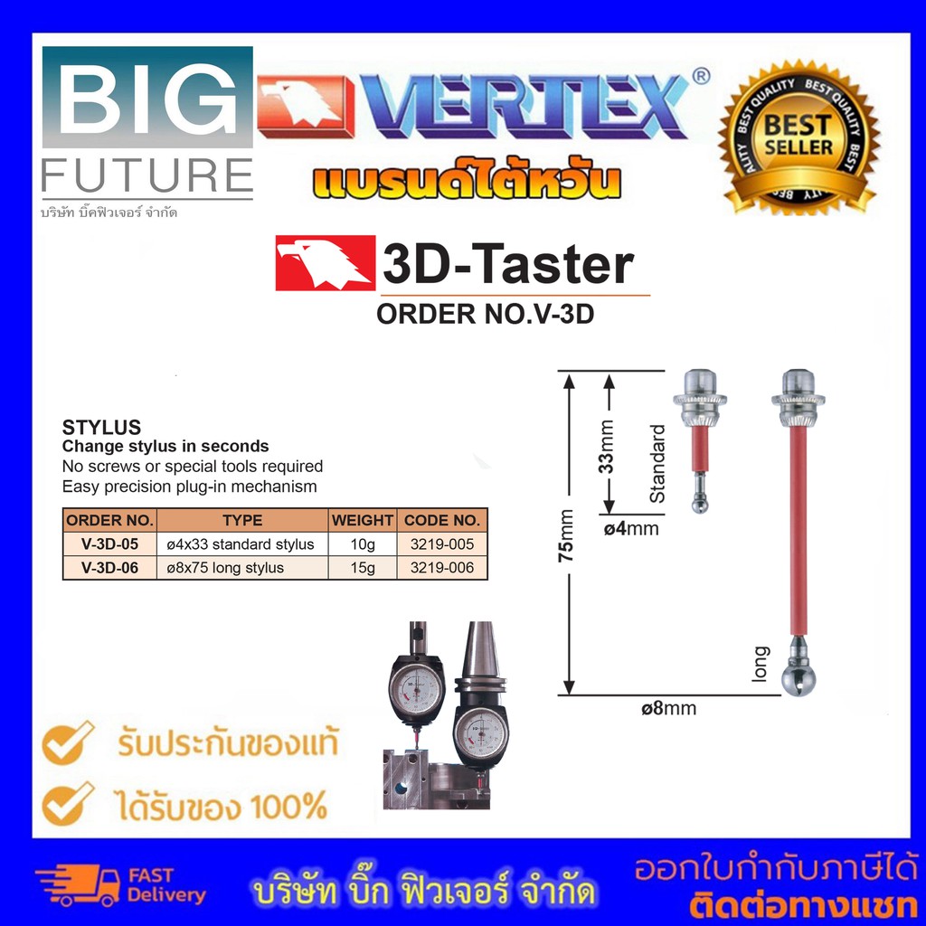 Stylus for 3D Tester เข็มสำหรับอุปกรณ์วัดชิ้นงานความละเอียดสูง ...