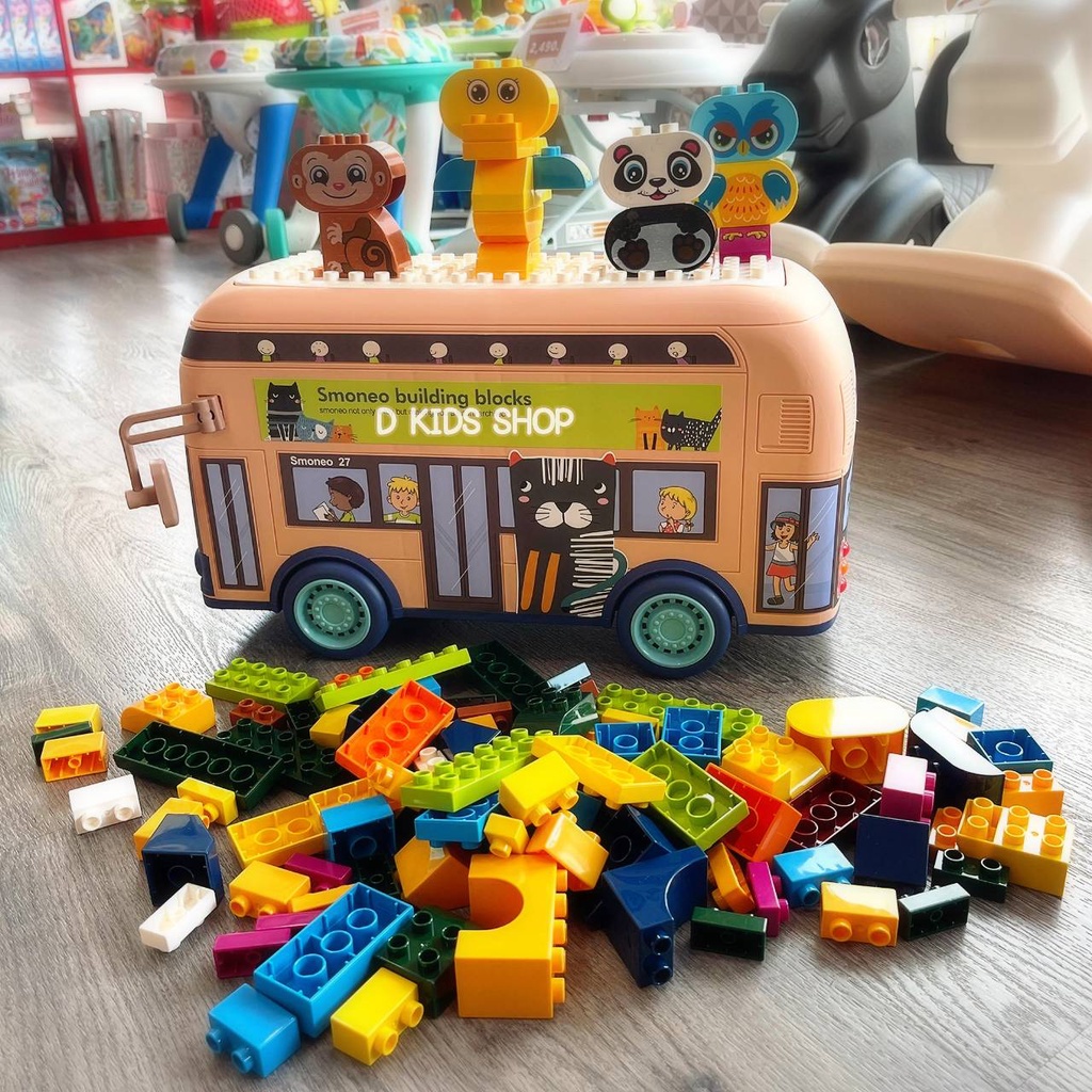 School bus building blocks กล่องกิจกรรมรถบัส ตัวต่อ คันใหญ่มาก ของเล่น ...