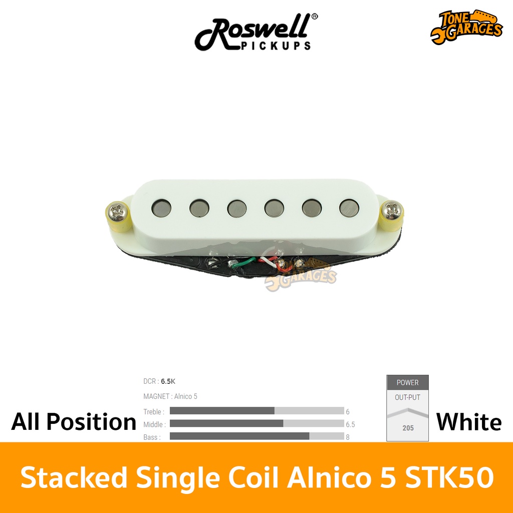 Roswell Pickups STK50 Stack Single Coil Strat Pickup Alnico 5 Noiseless ปิ๊กอัพกีต้าร์ไฟฟ้า Made ...