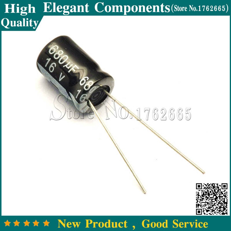 50PCS 680UF 16V 16 V / 680 UF Electrolytic Capacitor Size 8*12MM 16V ...