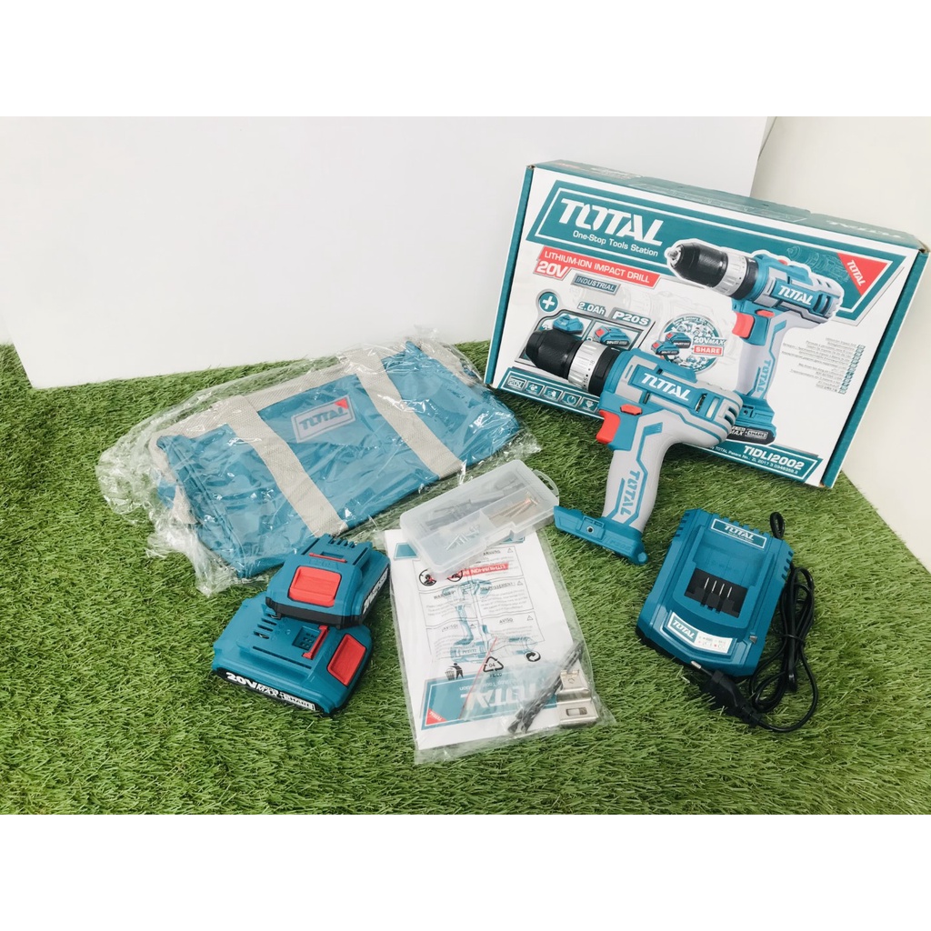 Total สว่านกระแทกไร้สาย 20V TIDLI2002 แบต2A 2ก้อน+แท่นชาร์จ1 | Shopee ...