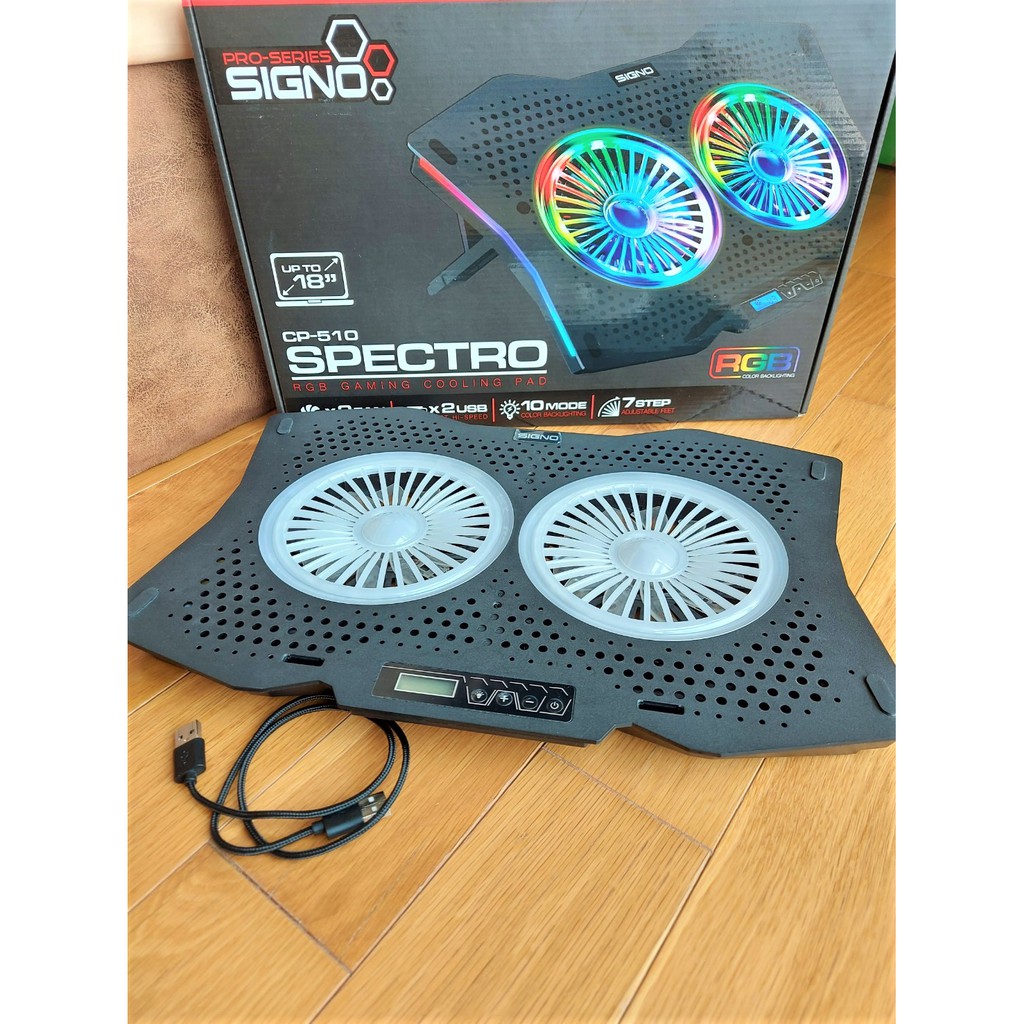 💻📕📚🔥พัดลมรองโน๊ตบุ๊ค SIGNO (CP-510) SPECTRO RGB GAMING COOLING PAD 🔥🎧🔊🎵 ...