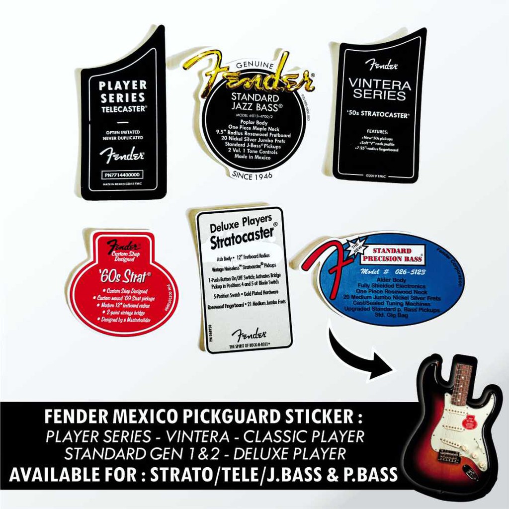 Fender Mexico Guitar and Bass Pickguard Sticker ชุดสติ๊กเกอร์ Pickguard ...