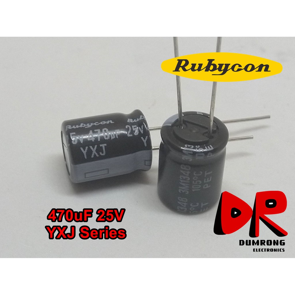 (10 ชิ้น) 470uF 25V capacitor ตัวเก็บประจุ Rubycon YXJ high frequency low resistance long life ...
