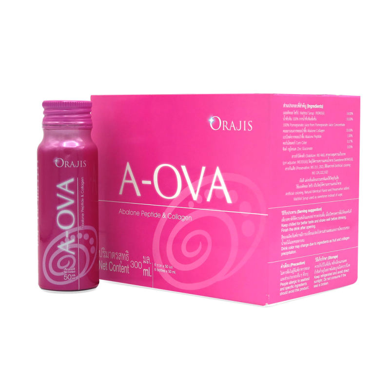 AOVA คอลลาเจนสกัดเย็นจากหอยเป๋าฮื้อในน้ำทับทิมผสมเปปไทด์ 1กล่อง บรรจุ 6 ...