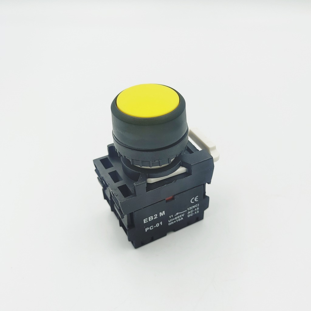 TYPE:EB2M-11 PUSH BUTTON SWITCH 22MM. สวิตช์ปุ่มกด ขนาด 22มิล กดติด-ปล่อยดับ 1NO 1NC สี:แดง ...
