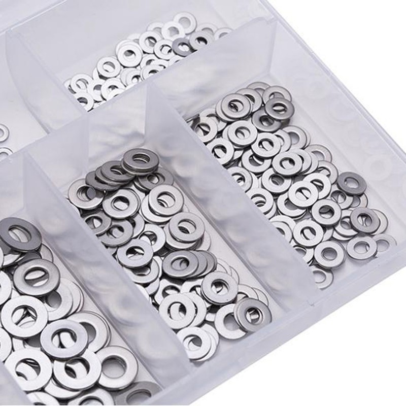 500Pcs/Set M1.6 M2 M2.5 M3 M4 M5 Stainless Steel Flat Washer Plain Washer Gaskets Assortment Kit ...