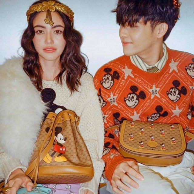 GUCCI X DISNEY MICKEY MOUSE งานไฮเอ็น วัสดุหนังแท้ผสมแคนวาสทอลาย ...