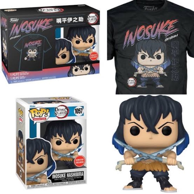 Funko Pop Inosuke Hashibira Unmasked And Tee Size M Demon Slayer ...