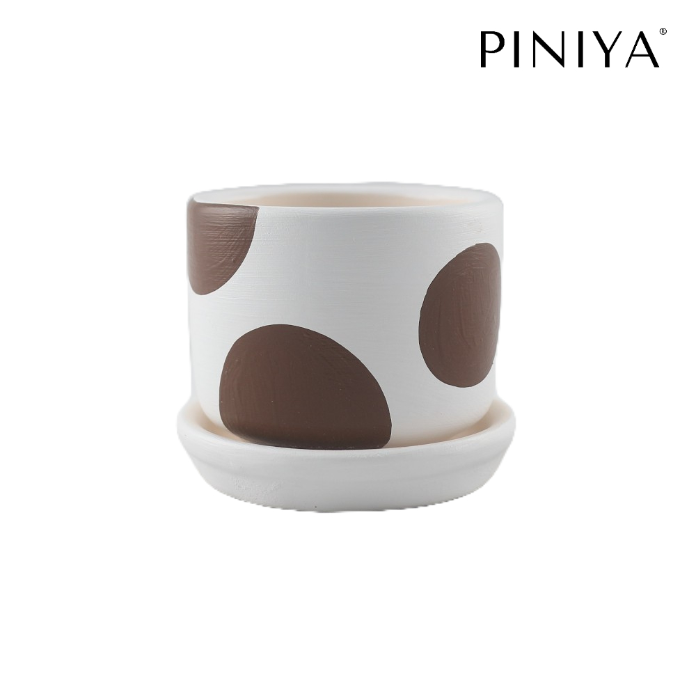 Piniya พินิยา - กระถางต้นไม้ ดินเผา รุ่น น่ารักเล็ก, 9ซม., ลายจุดสี, สี ...