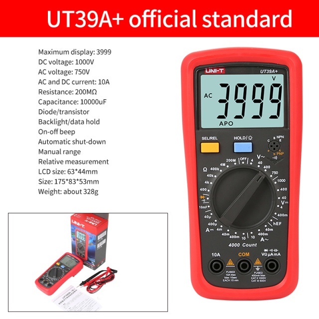 UNI-T UT39A+ UT39C+ UT39E+ Digital Multimeter Auto Range With LCD ...
