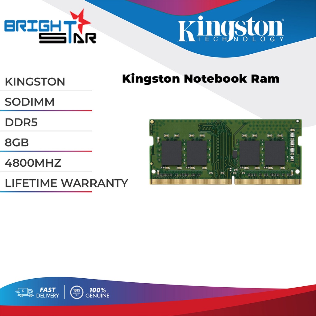 สมุดบันทึก Kingston Ram Sodimm 8GB DDR5 4800Mhz | Shopee Thailand