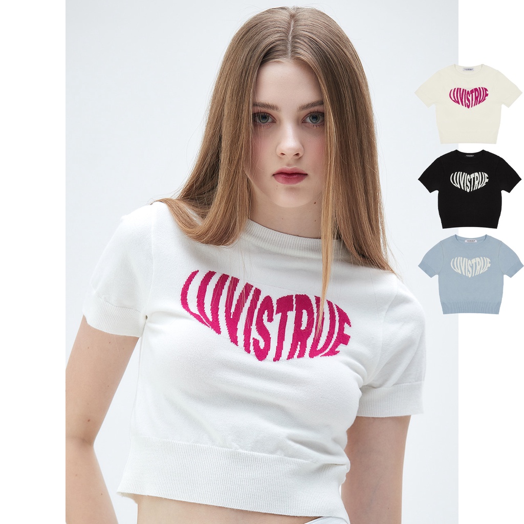 [ LUV IS TRUE ] CL LUV CROP KNIT - 100% authentic from Korea | Shopee ...
