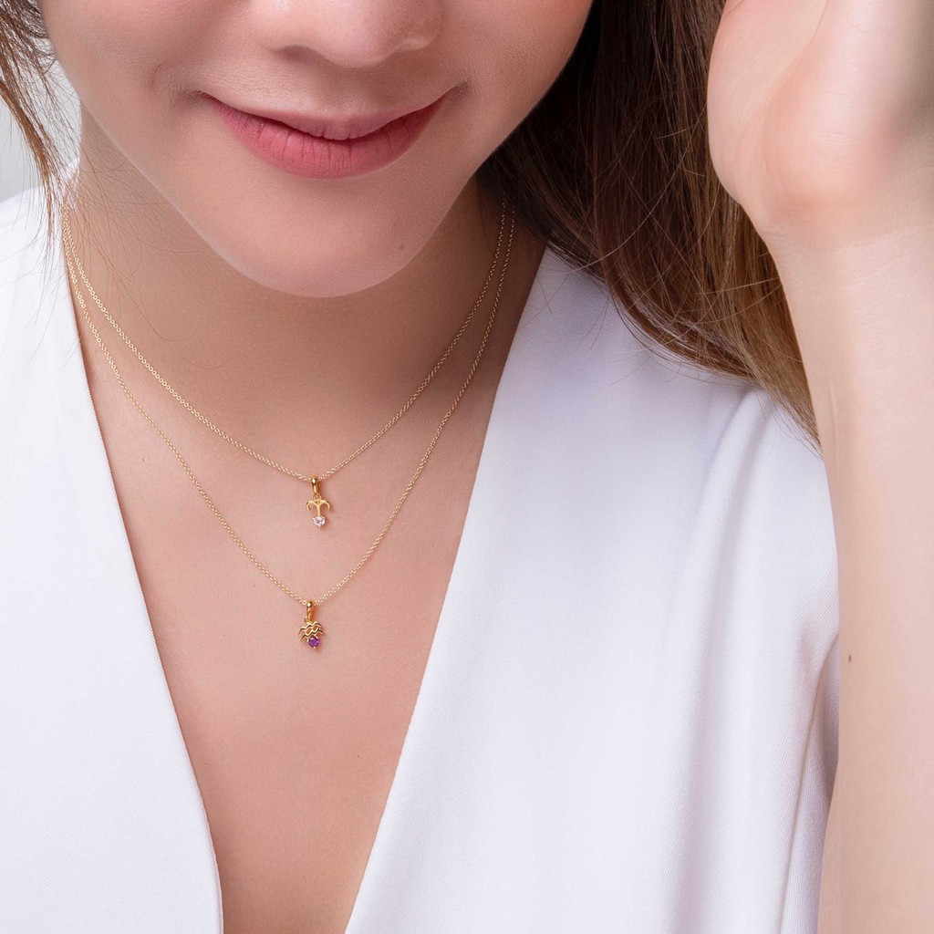 Gemondo จี้ทองคำแท้ (9K) ประดับอัญมณีแท้: สัญลักษณ์ประจำราศี เสริมมงคล: จี้ราศี: จี้12ราศี ...