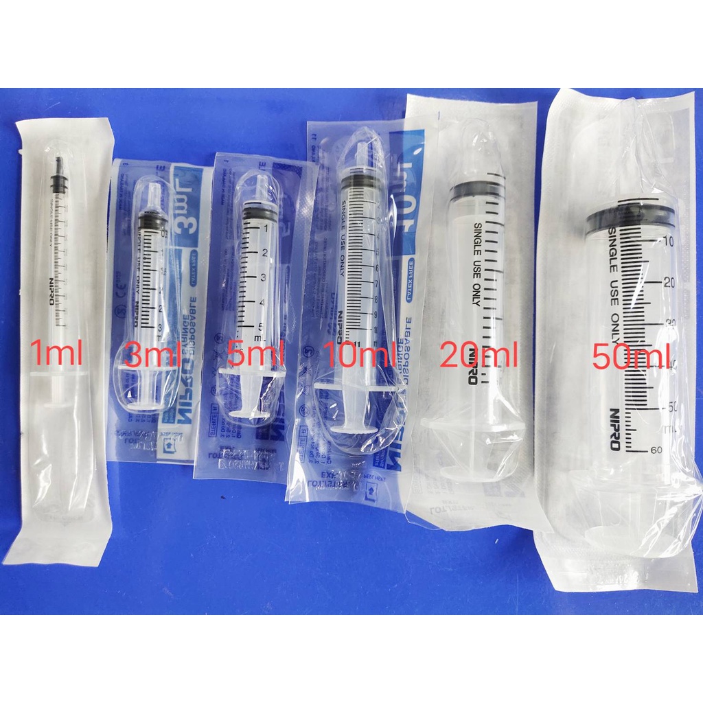 (1ชิ้น)กระบอกไซริงค์ syrine nipro 1ml 3ml 5ml 10ml 20ml และ 50ทส | Shopee Thailand