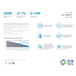แผงโซลาร์เซลล์ เกรด A poly 550 Watt รุ่น MW-GCL-550 วัสดุ Mono รับ ...