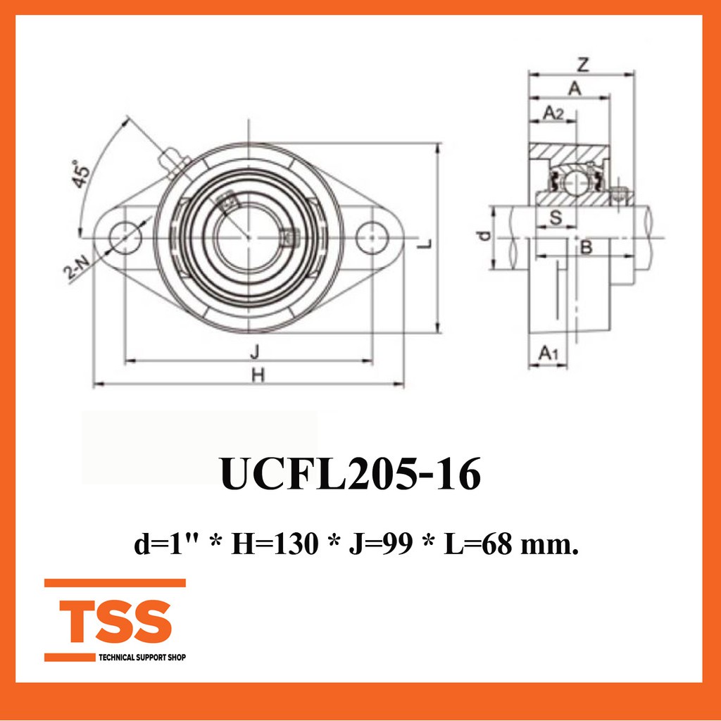 UCFL205-16 ตลับลูกปืนตุ๊กตา BEARING UNITS ( เพลา 1 นิ้ว , 25.40 มิล ) UCFL 205-16 | Shopee Thailand