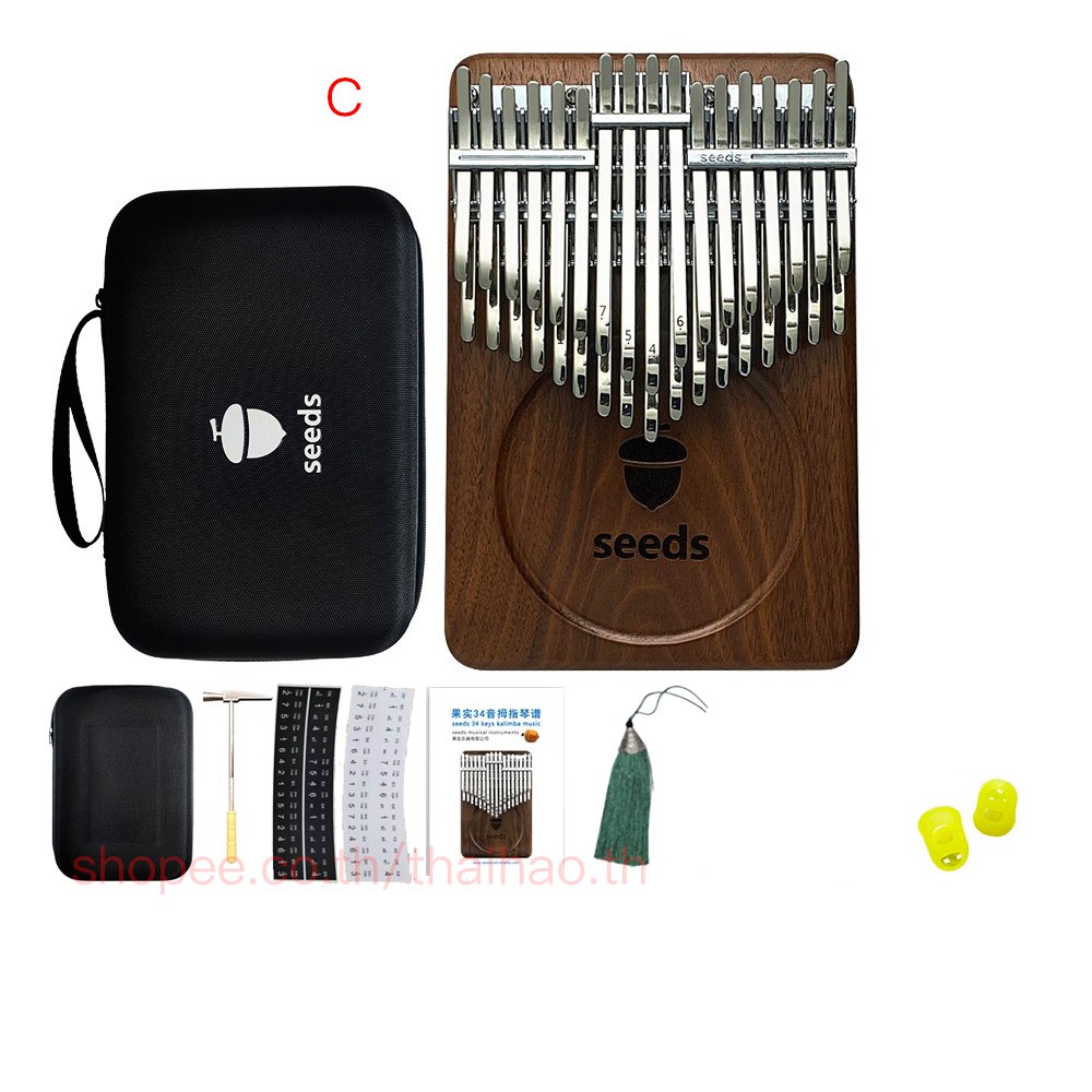 Authentic Seeds 34keys Chromatic kalimba รงค์ kalimba สองเท่า Double ...
