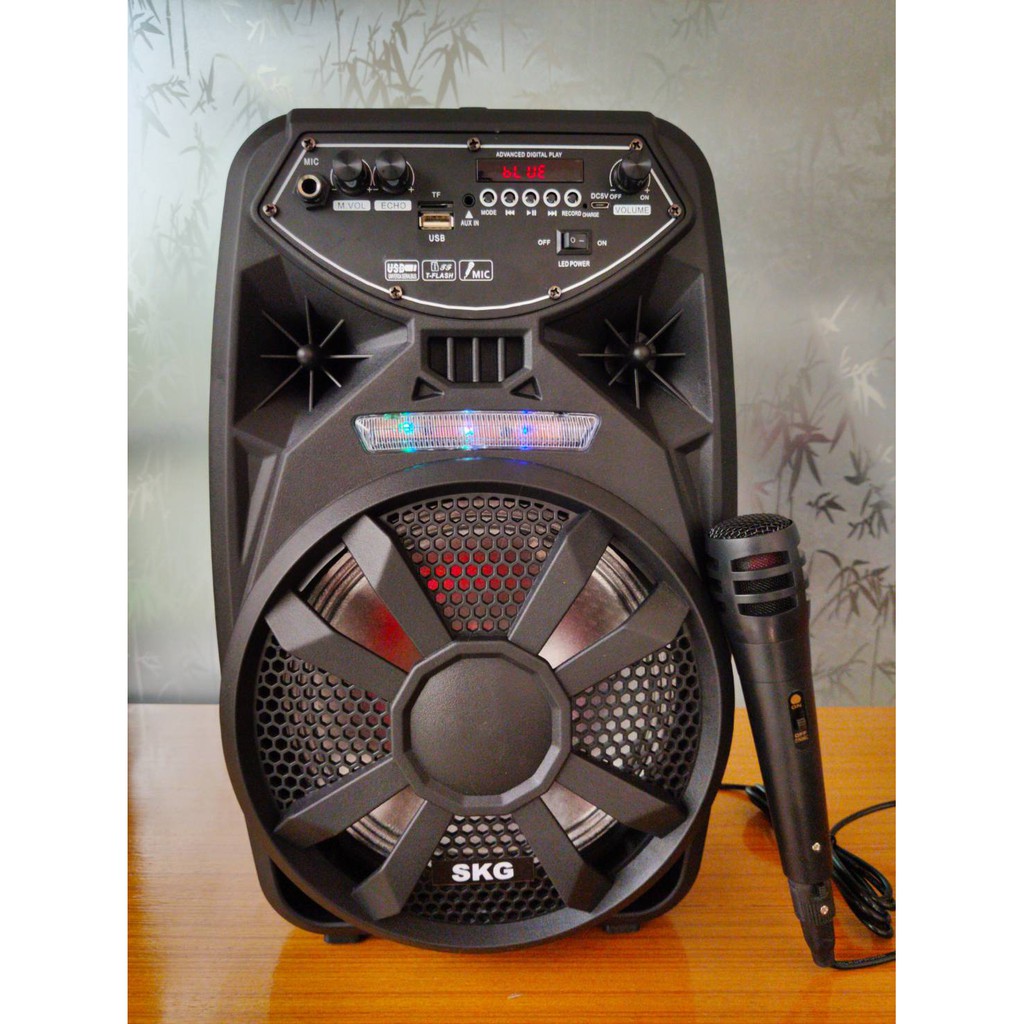 SKG ลำโพงล้อลาก บลูทธ ดอกลำโพง 8 นิ้ว+แบตในตัว รุ่น AV-8114 BT8 (สีดำ) | Shopee Thailand