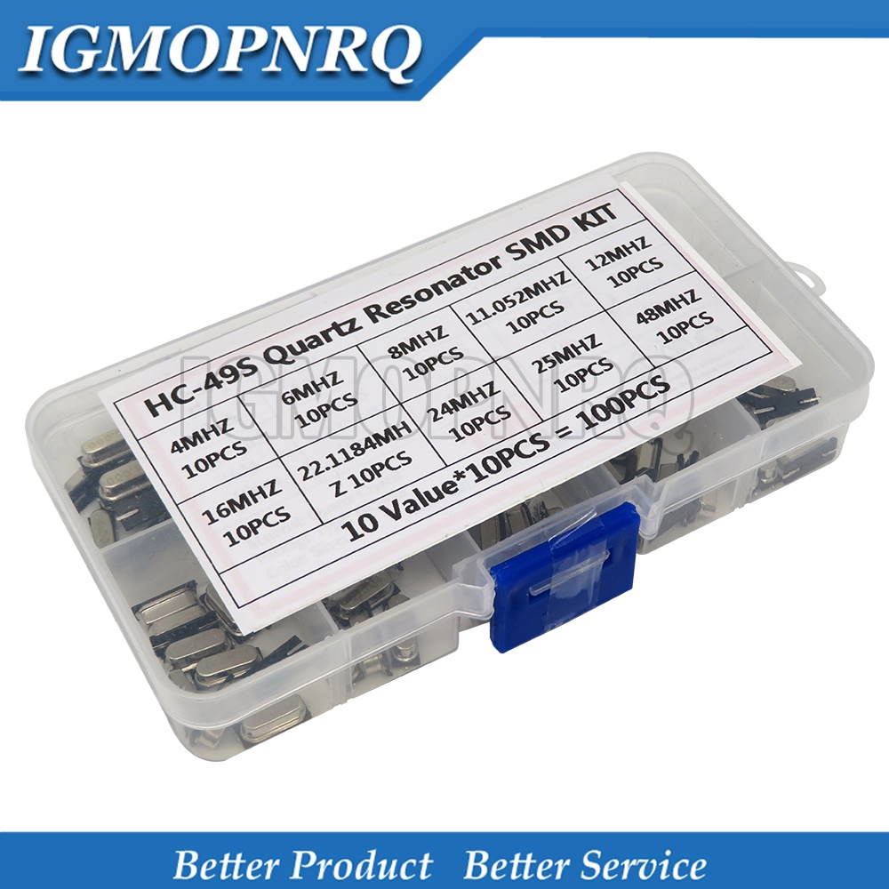 10 ค่า HC 49S ควอตซ์ Resonator SMD คริสตัล Oscillator Kit 4MHz 6MHz 8MHz 12MHz 16MHz 24MHz 25MHz ...