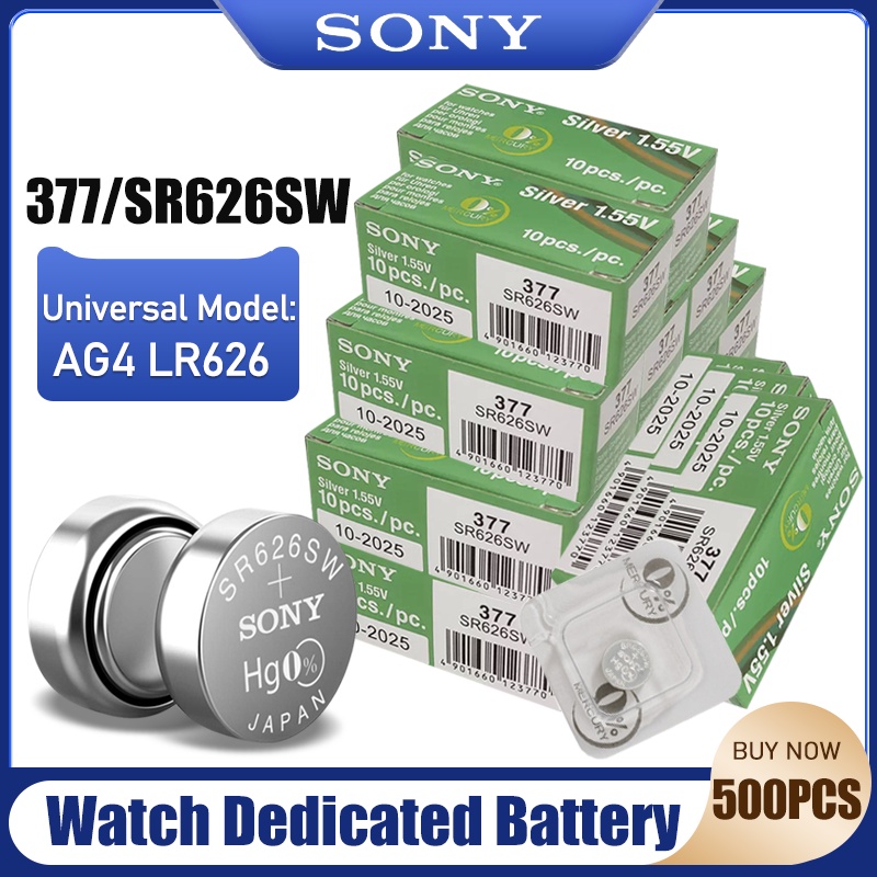 500PCS Original SONY 377 SR626SW AG4 SR626 V377 LR626 Button Coin Cell ...