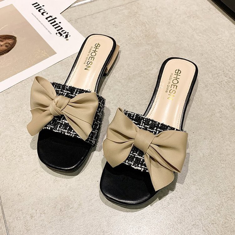 รองเท้าแตะโบว์ใหญ่ สูง1-2นิ้ว TP217 | Shopee Thailand