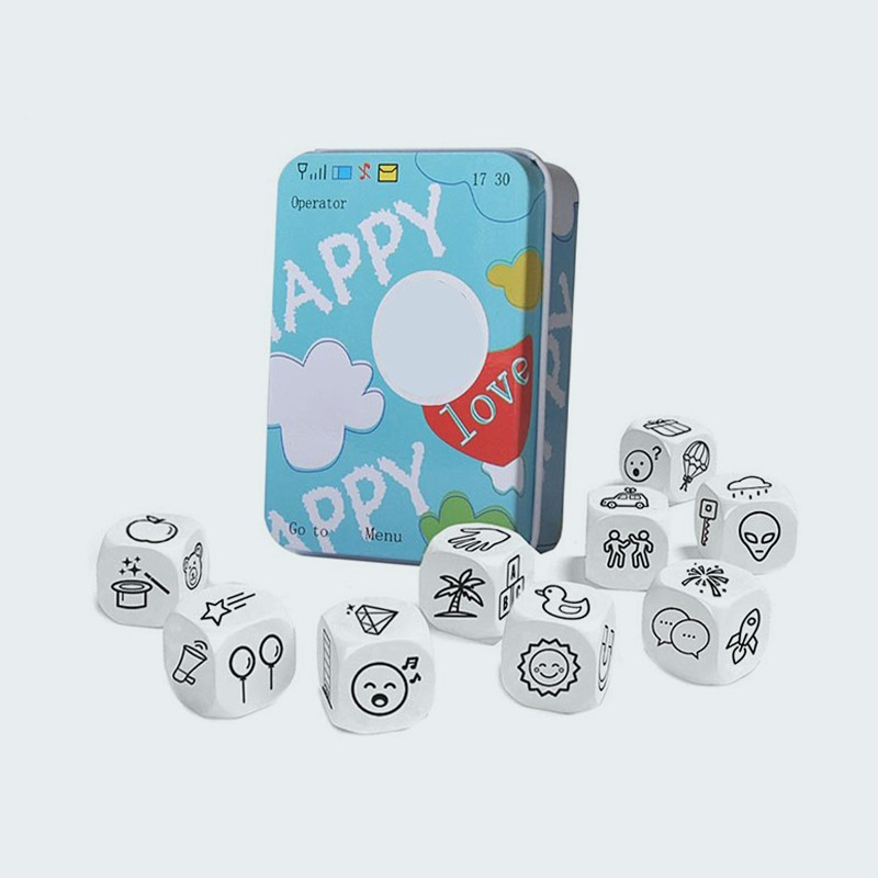 Story Dice Puzzle Board Game Telling Story Metal Boxes Family/Party ...