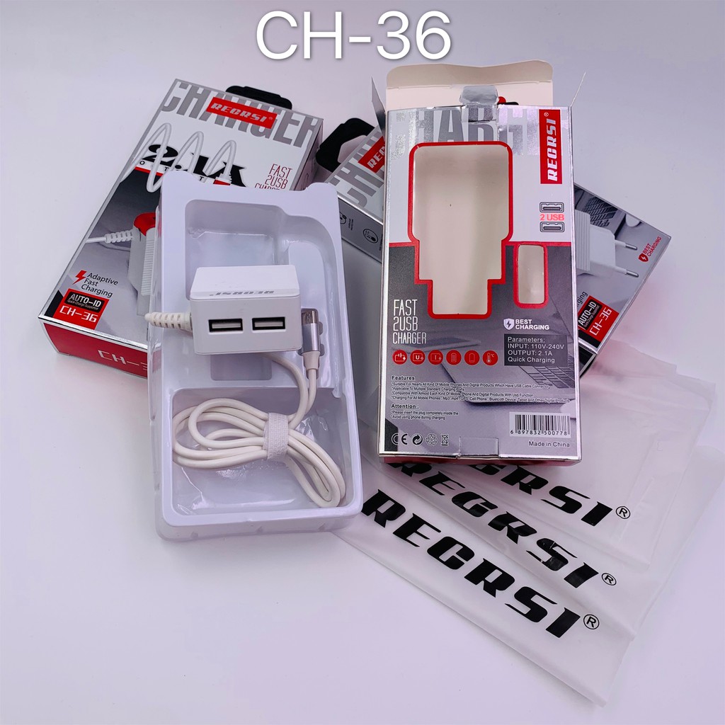 RECRSI CH-36 สายชาร์จพร้อมปลั๊ก 2 USE Charger Set Fast Charging 2.1A ...