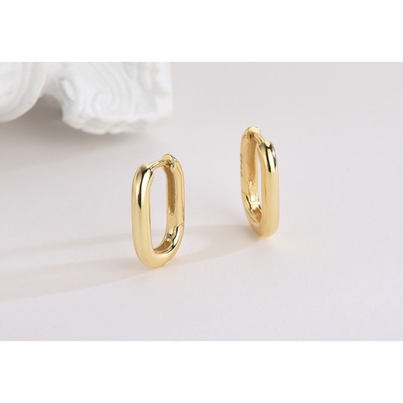 พร้อมส่ง U-shaped earrings ต่างหูเงินแท้ s925 ห่วงตัวยูแบบล็อค เรียบๆ ใส่ติดหูไว้ได้เลย | Shopee ...