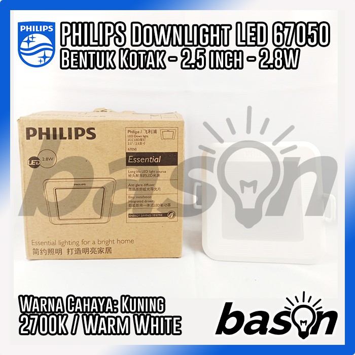 Philips ดาวน์ไลท์ LED 67050 2.5" LED แบบฝังสี่เหลี่ยม 2.8W | Shopee ...