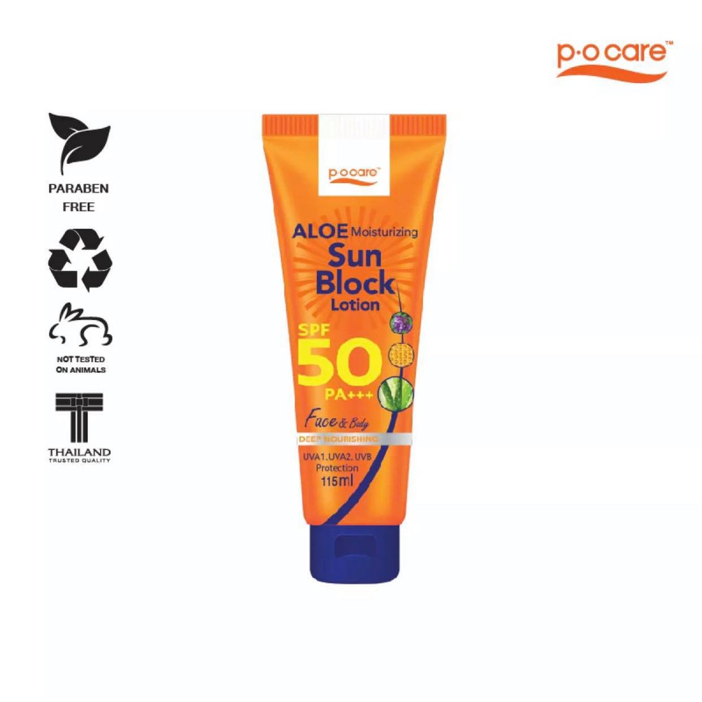 P.O care Aloe Moisturizing SPF50+ 115ml Sun Block/SunScreen Lotion พร้อมส่ง ครีมกันแดด กันเหงื่อ ...