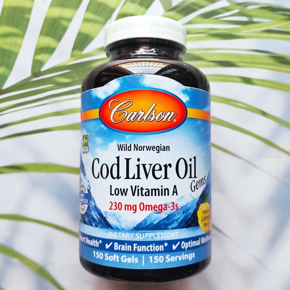 น้ำมันตับปลา Wild Norwegian Cod Liver Oil Gems Low Vitamin A Natural ...