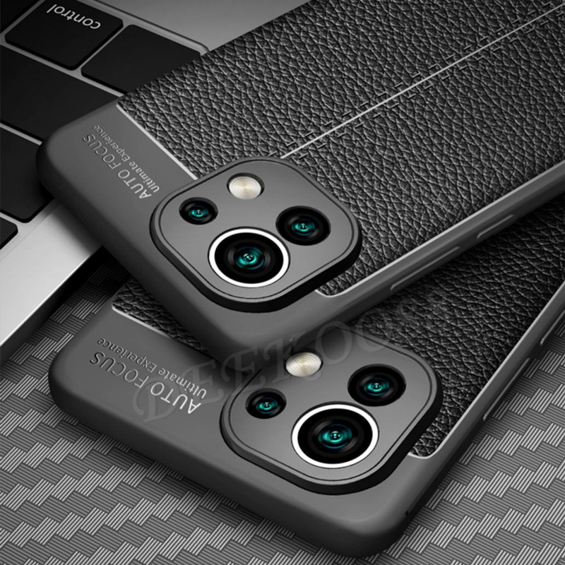 เคสโทรศัพท์ Xiaomi Mi 11 Lite 5G NE Casing Luxury Leather Slim TPU Soft Silicone Back Cover Men ...